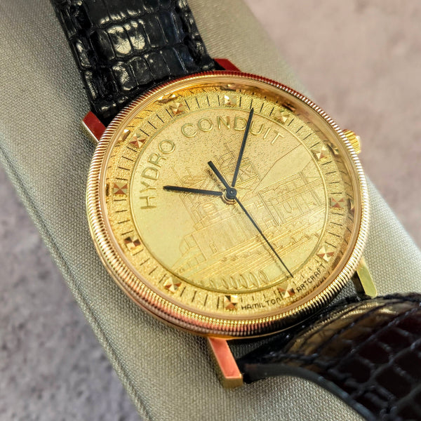 Vintage Hamilton Hydro Conduit Company Watch Coin Style 33mm Quartz Wr ...