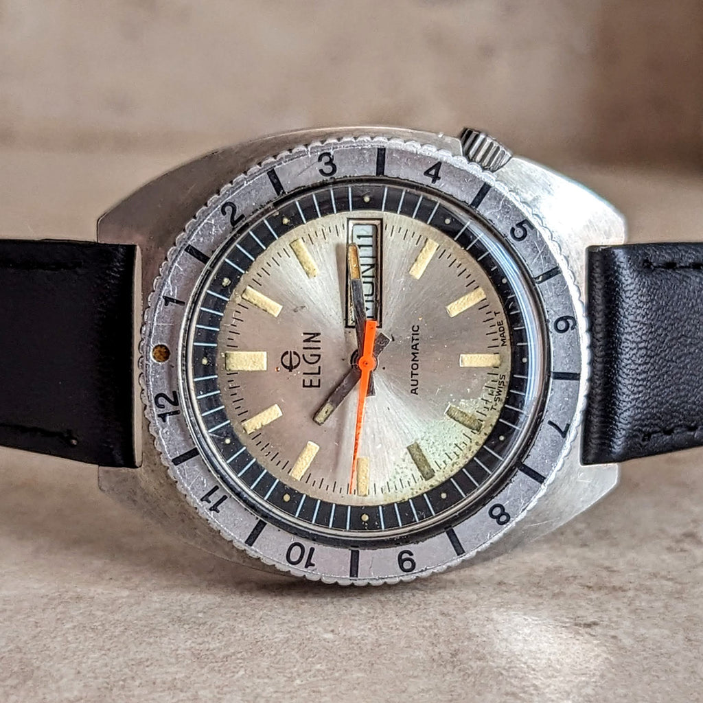 ELGIN Diver Automatic Wristwatch Day/Date Ref. WH103 Cal. FHF 909 Swis ...