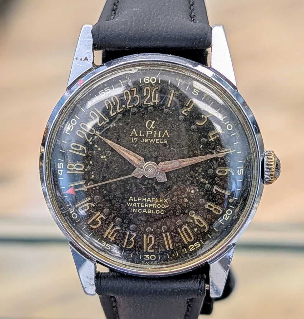 Vintage Alpha 24-Hour Military Watch – 17 Jewels Swiss 1950s – SECOND ...